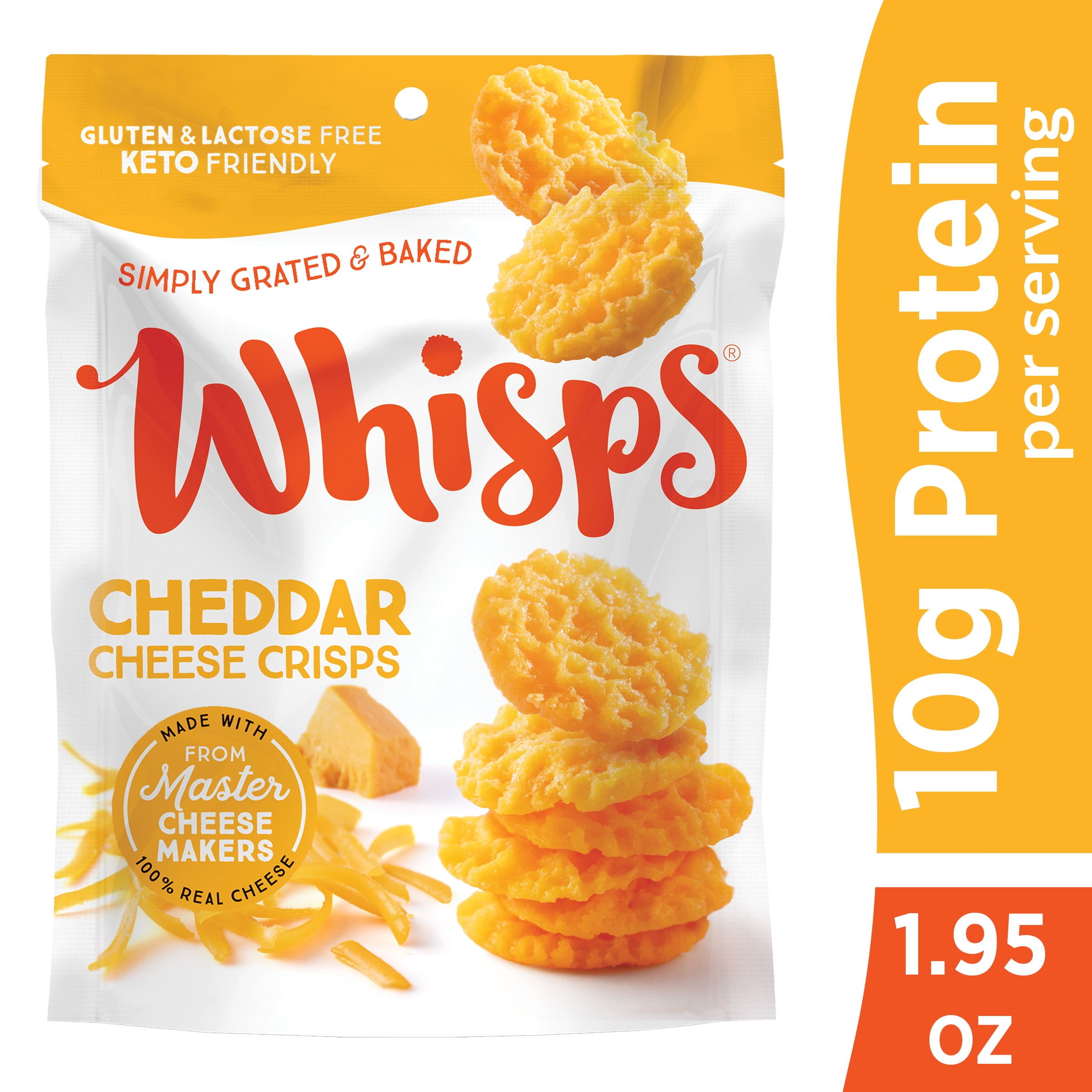 Whisps Real Cheddar Cheese Crisps, Baked Keto Low Carb Snack, High ...