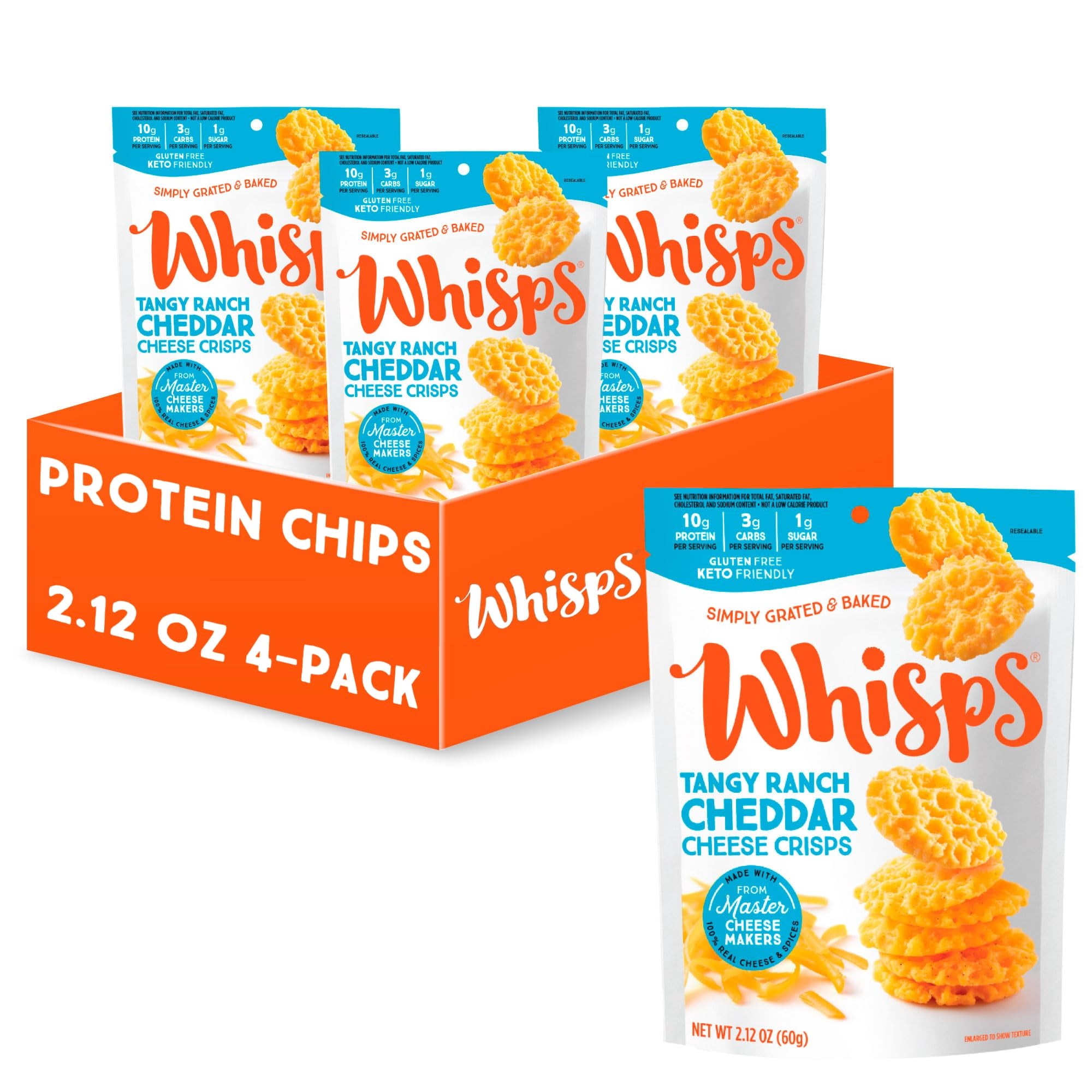 Whisps Cheese Crisps Tangy CI30 Ranch | Protein Chips | Healthy Snacks ...