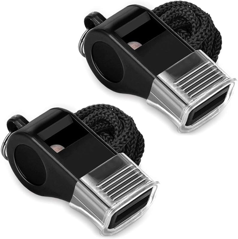 Whistle, 2 Packs Plastic Sports Whistles with Lanyard, Loud Crisp Sound ...