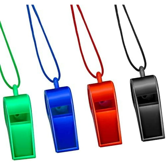 Whistle,4 Pack Plastic Whistles Emergency Whistles Sports Whistles with ...
