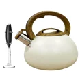 Whistling Tea Kettle & Milk Frother Set, 2.4qt Stainless Steel ...
