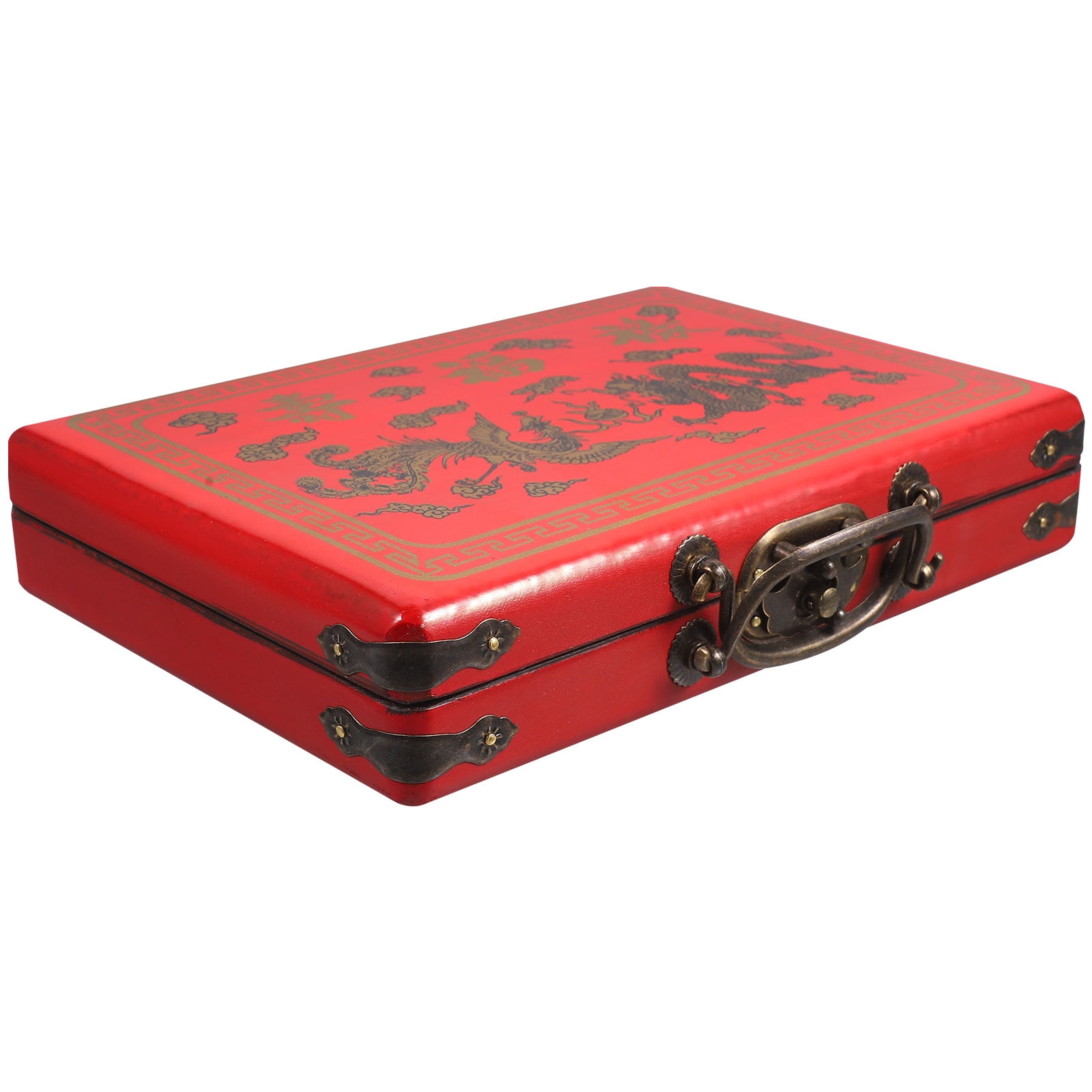 WhitBeach Mahjong Storage Box Retro Design Mahjong Organizer Wooden ...