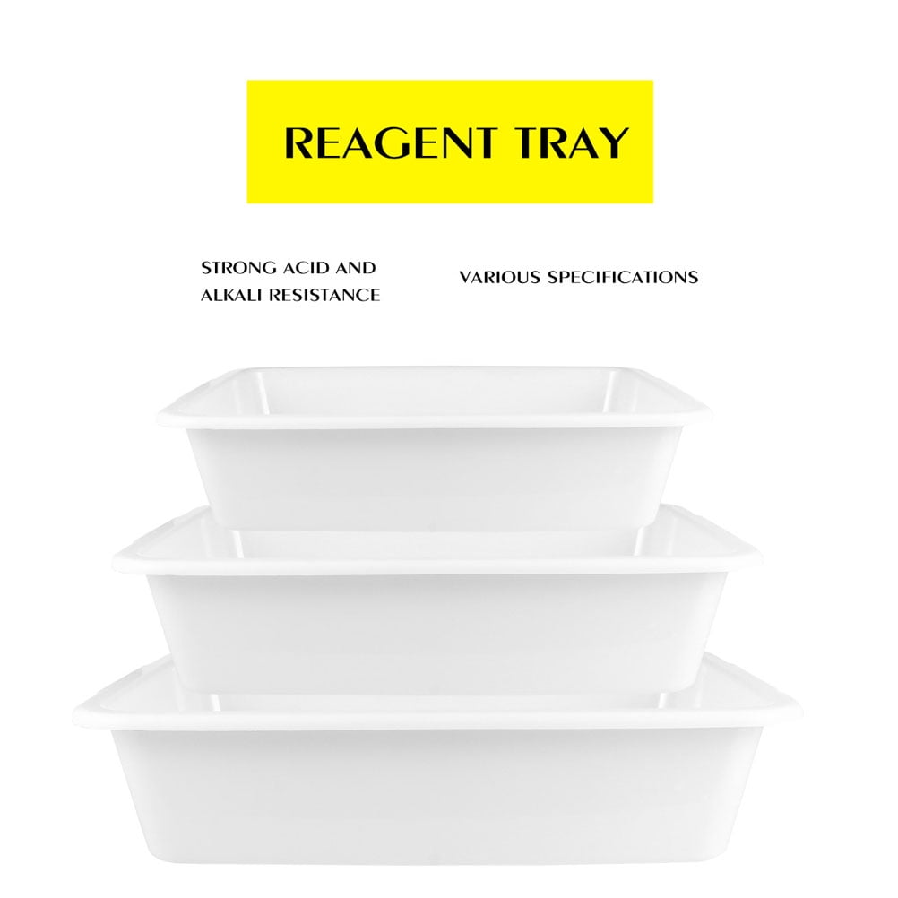 UNOMOR Plastic Chemcial Resistant Tray Reagent Storage 3Pcs 13.8x9.8x3 ...