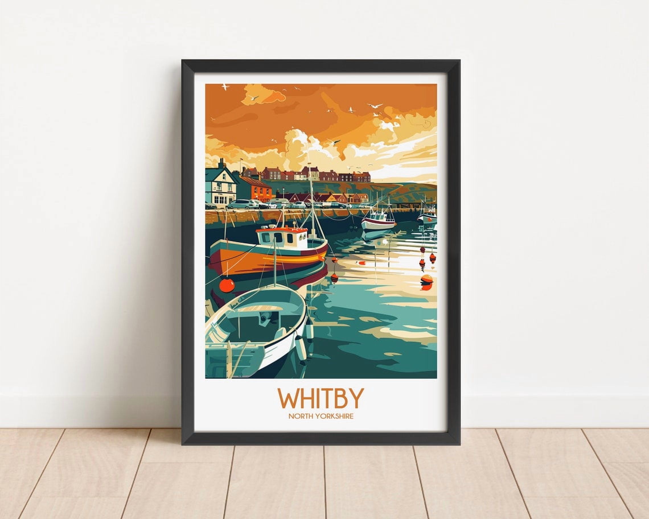 Whitby Harbour Poster North Yorkshire Scenic Coastal Art Print ...