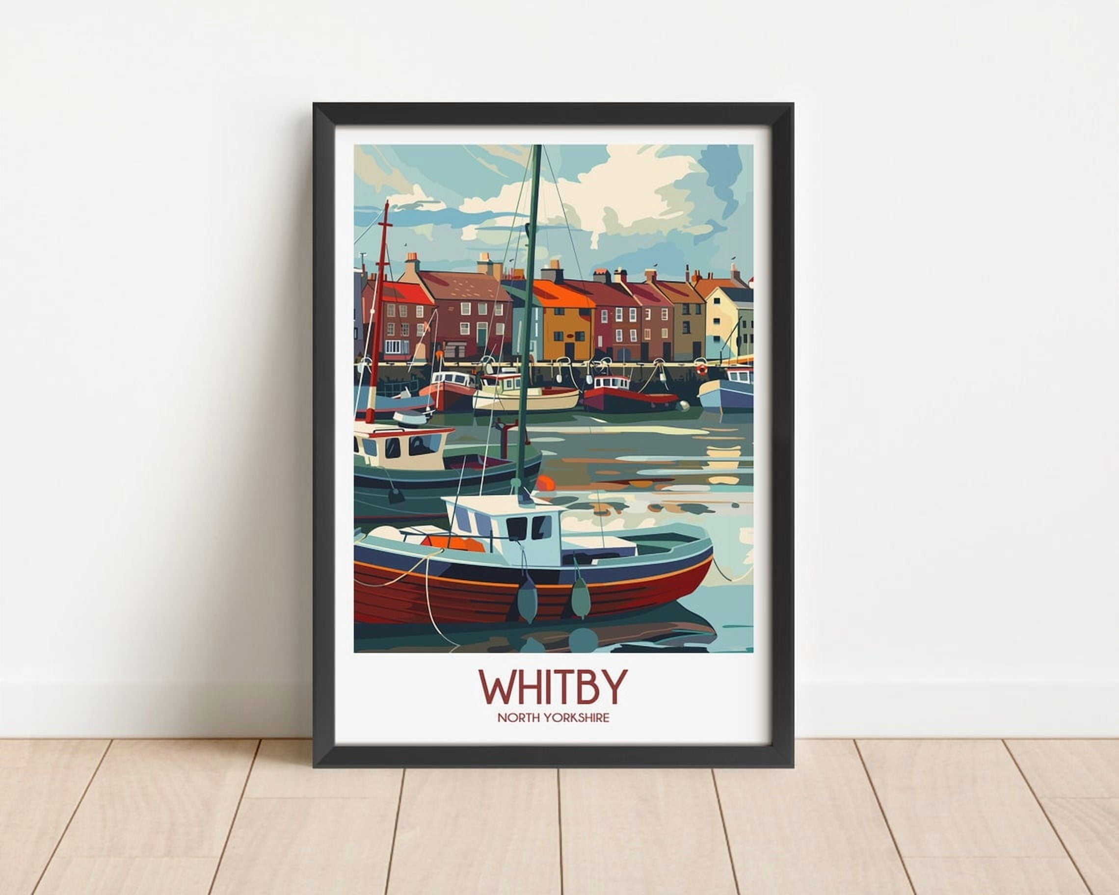 Whitby Harbour Poster North Yorkshire Scenic Coastal Art Print ...