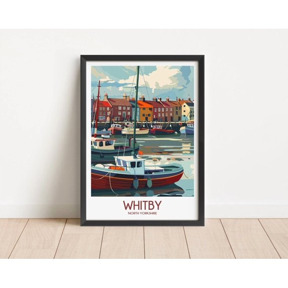 Whitby Harbour Poster North Yorkshire Scenic Coastal Art Print ...