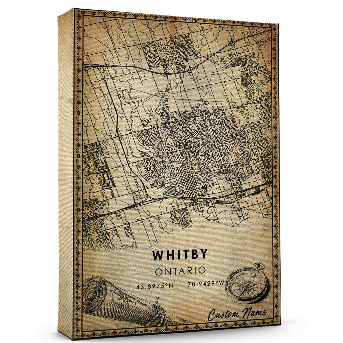 Whitby Map Poster, Canada Map Art Poster, Canvas, Whitby Map City ...
