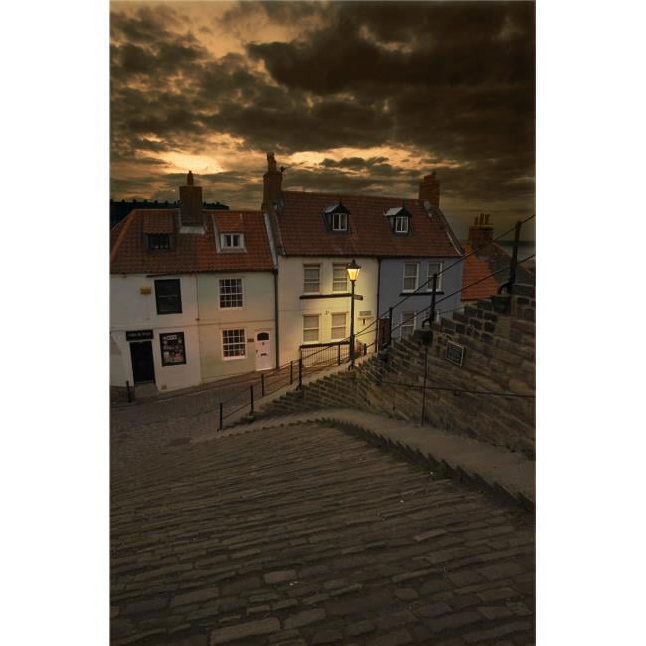 Whitby Village At Night Yorkshire England Poster Print by John Short ...