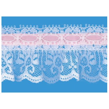 1-1/2" 50 Yards Double Layers Ruffled Lace with Organza Base Ruffle ...