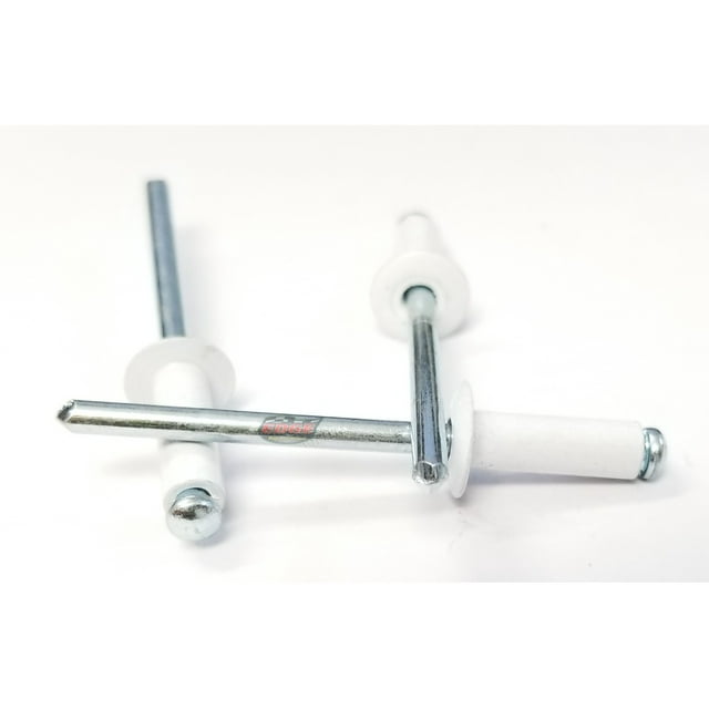 White 1/8" Small Aluminum Head with Steel Mandrel Pop Rivets Fasteners ...