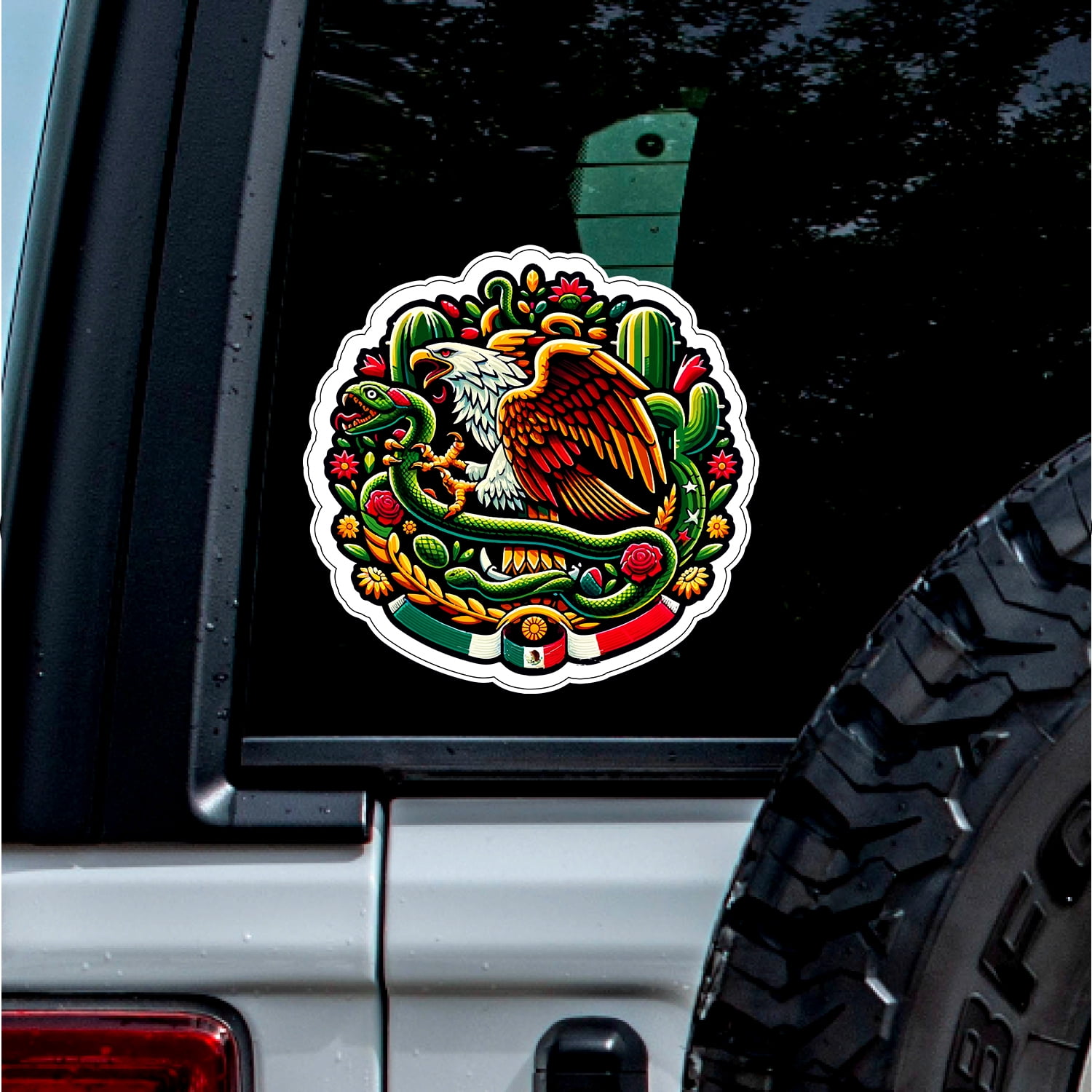 (White, 1.8'' X 1.8'') Sticker Of Mexican Eagle For Car Bumper Window ...