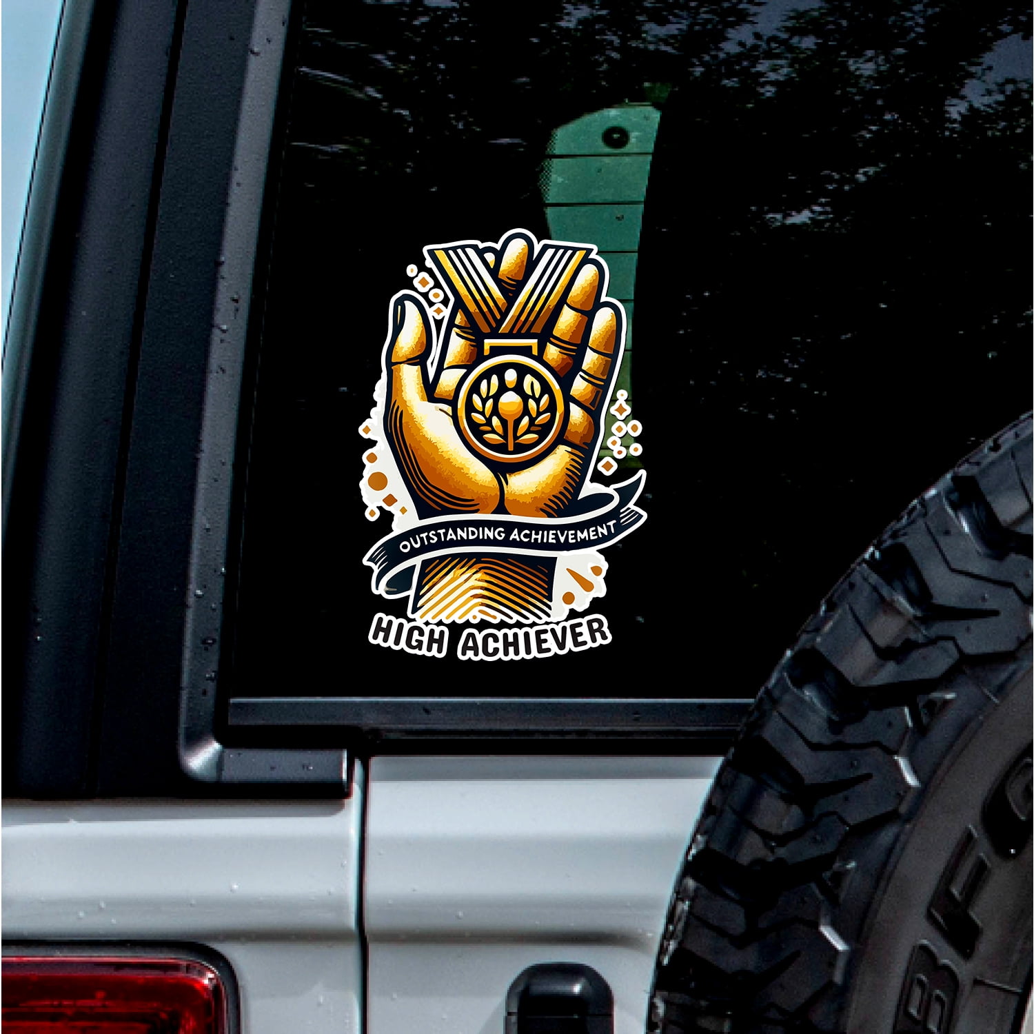 (White, 1.9'' X 2.8'') Sticker Of Outstanding Achievement High Achiever ...