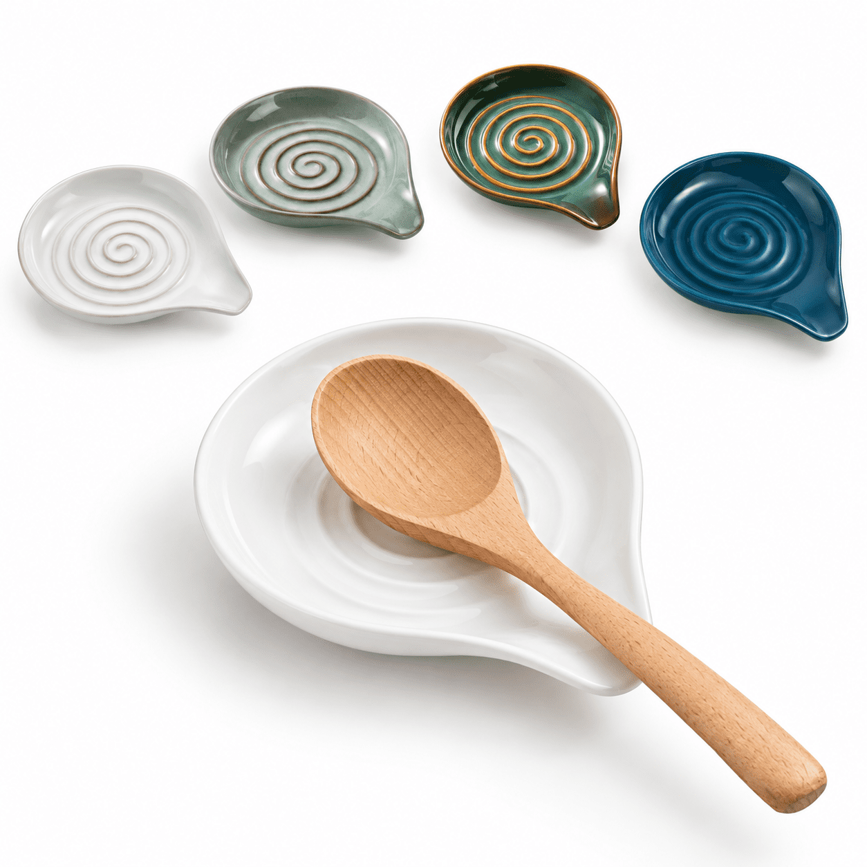 White 1 Ceramic Spoon Rest For Stove Top and Kitchen Countertop ...