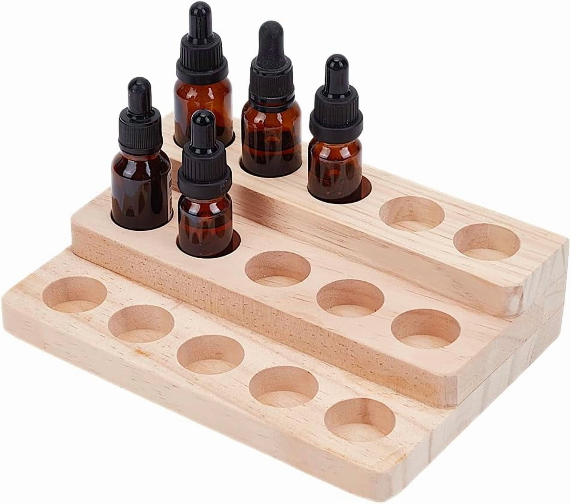 White 1 Pc Wooden Essential Oils Storage Rack 3-Tier 15 Slots Pine Wood ...