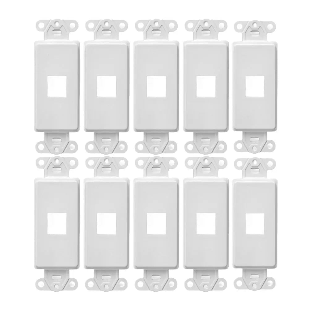 White 1-Port Keystone Jack Wall Plate Insert HDMI RJ45 Cat 6, Ethernet ...