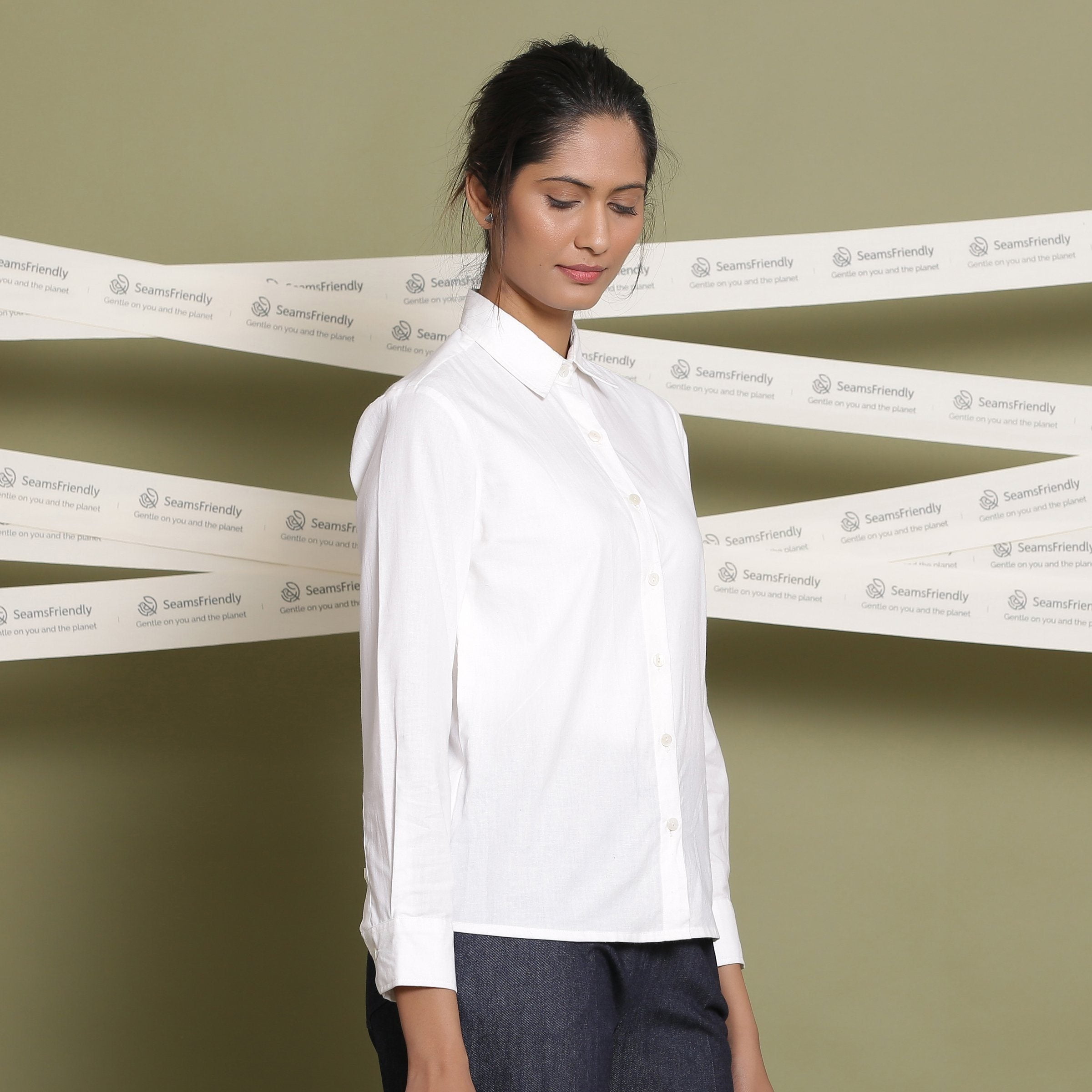 White 100% Cotton Cuff Sleeves Button-Down Shirt - Walmart.com