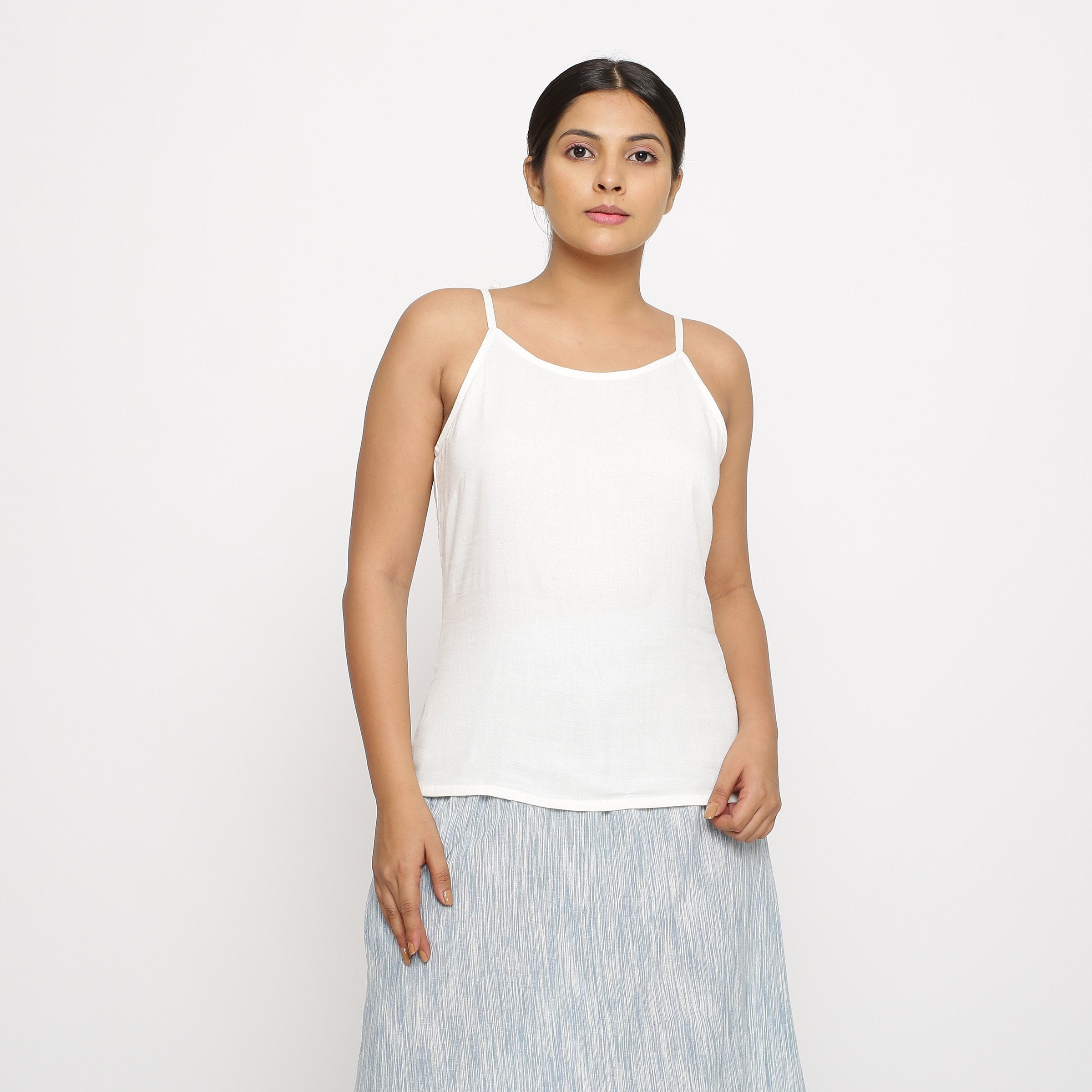 White 100% Cotton Relaxed Fit Spaghetti Top - Walmart.com