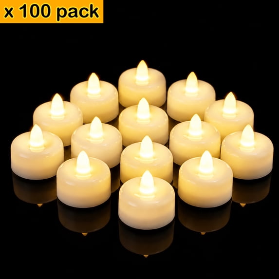 White 100 Pack LED Tea Light Candles, Warm White Operated Candles ...