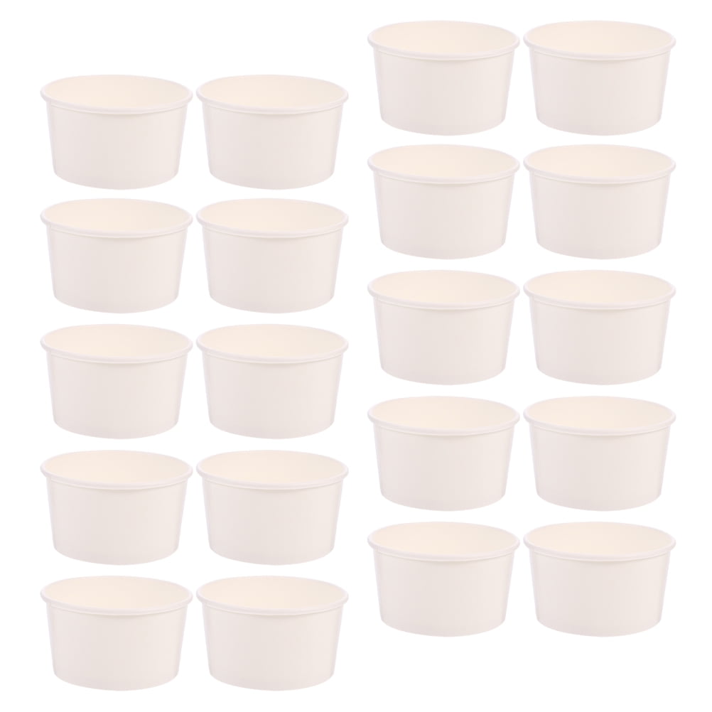White 100 Pcs Paper Bowls Glass Cup Disposable Plastic Cardboard Cups ...
