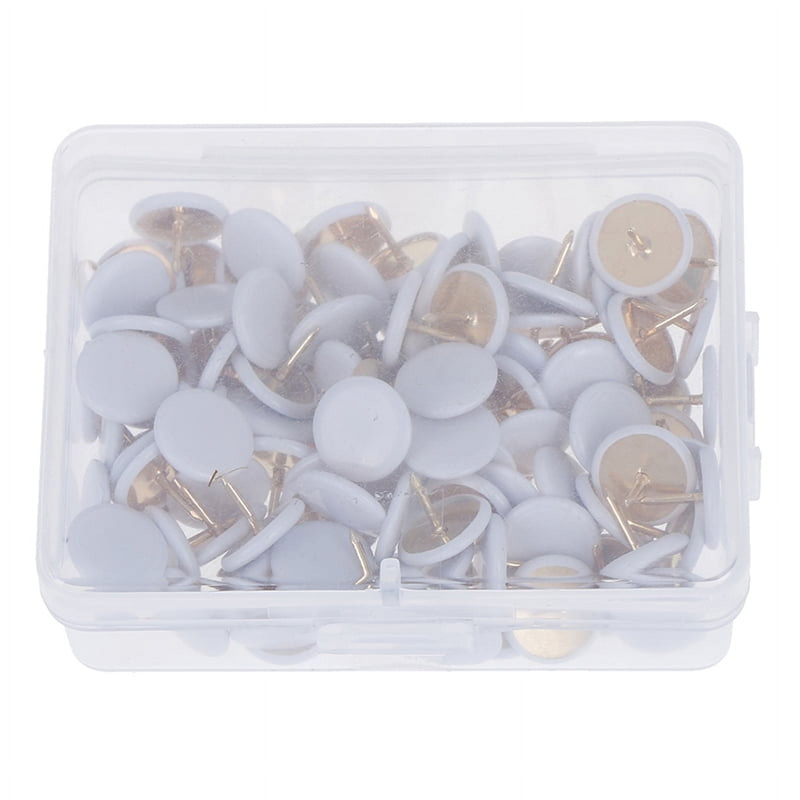 (White) 100Pcs Round Push Pins Notice Board Map Thumb Tacks Point ...