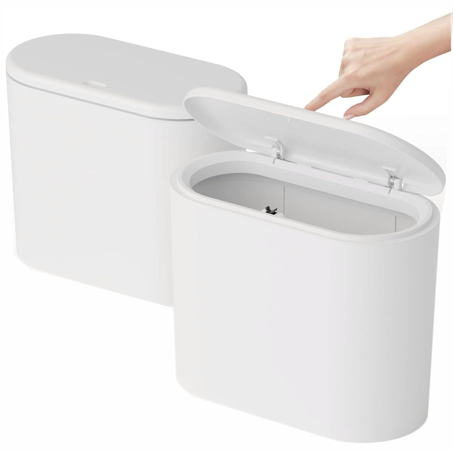 White 12 Liter Rectangular Plastic Small Garbage Can With Lid,2 Pack 3. ...