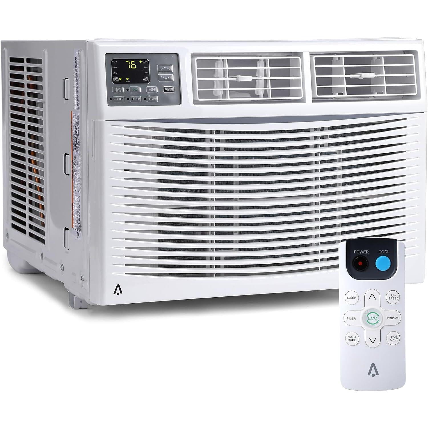 White 12000 BTU WiFi Window Air Conditioner, 3 Fan & Cooling Speeds ...