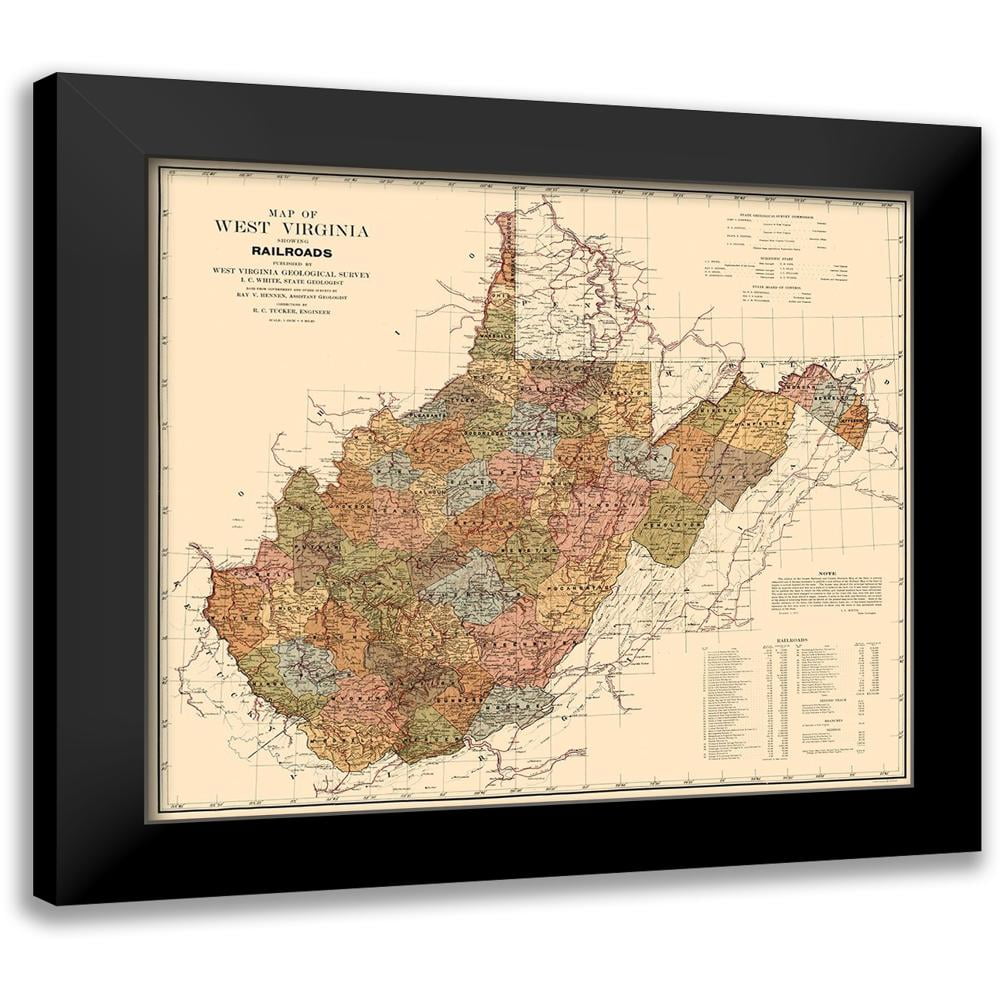 White 13x12 Black Modern Framed Museum Art Print Titled - West Virginia Railroads - White 1917 ...
