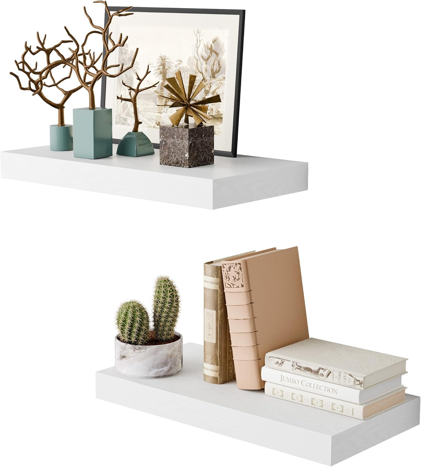 White 16 Inch Floating Shelves for Wall, 8 Inch Deep Floating Shelves ...