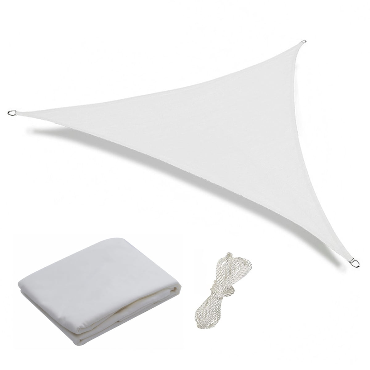 White 16ft x 16ft x 16ft Waterproof Sun Shade Sail Canvas Sun Awning ...