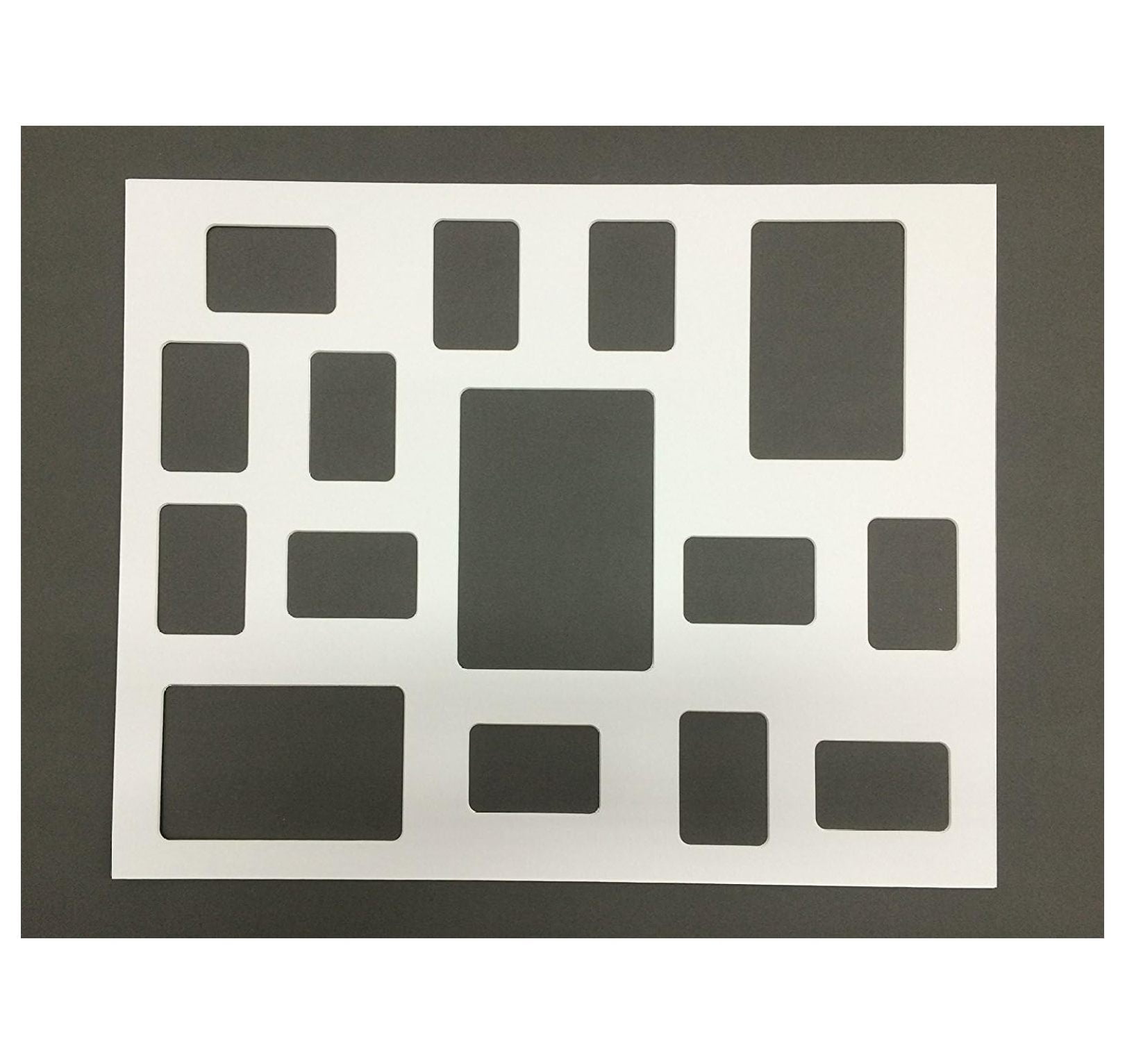 White 16x20 Collage Picture Mat with Rounded Corners for 15 Photos or ...