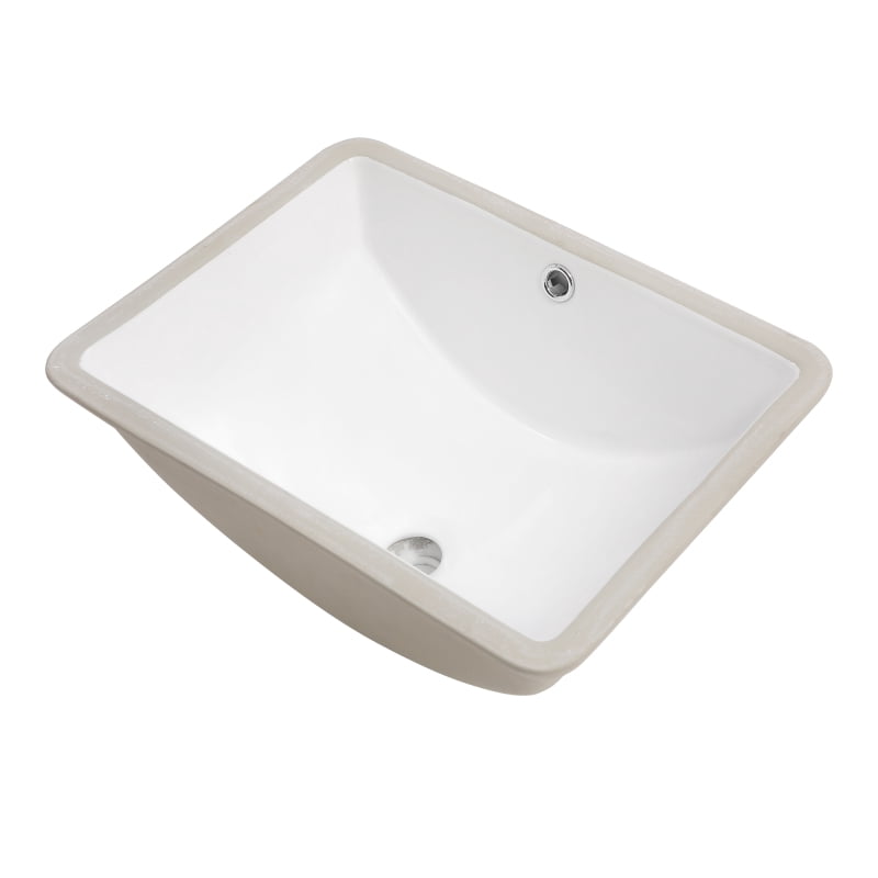 White 18.5"x14" Porcelain Undermount Bathroom Sink, Deep Bowl Design ...