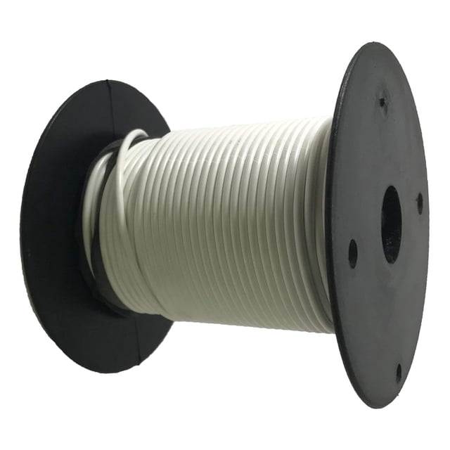 White 18 Gauge Primary motive Cable Wire 100 FT Spool/Coil of 100% ...