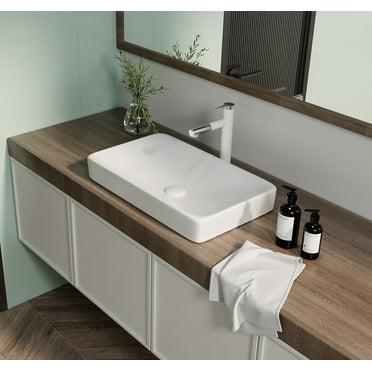 DV-1V0047 DeerValley Ally 19'' x 12'' Drop-In Bathroom Sink Semi ...