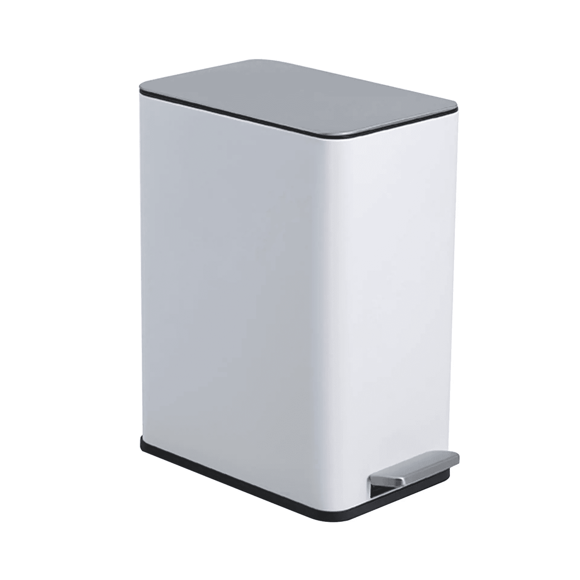 White 2.6 Gallon Rectangular Step Trash Can, Stainless Steel Garbage ...
