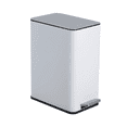 White 2.6 Gallon Rectangular Step Trash Can, Stainless Steel Garbage ...