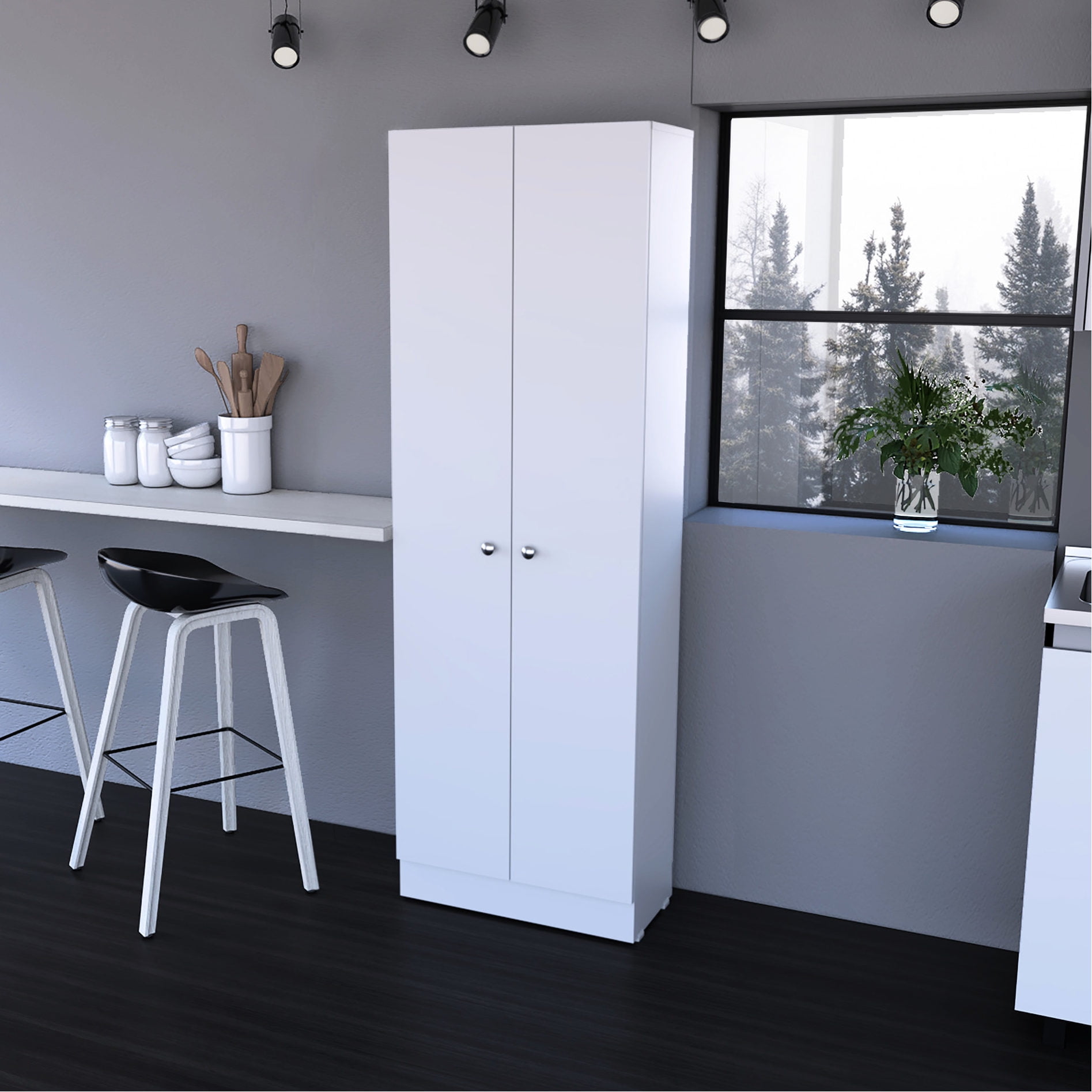 White 2-Door Tall Storage Cabinet | Flexible Shelving for Various Items ...