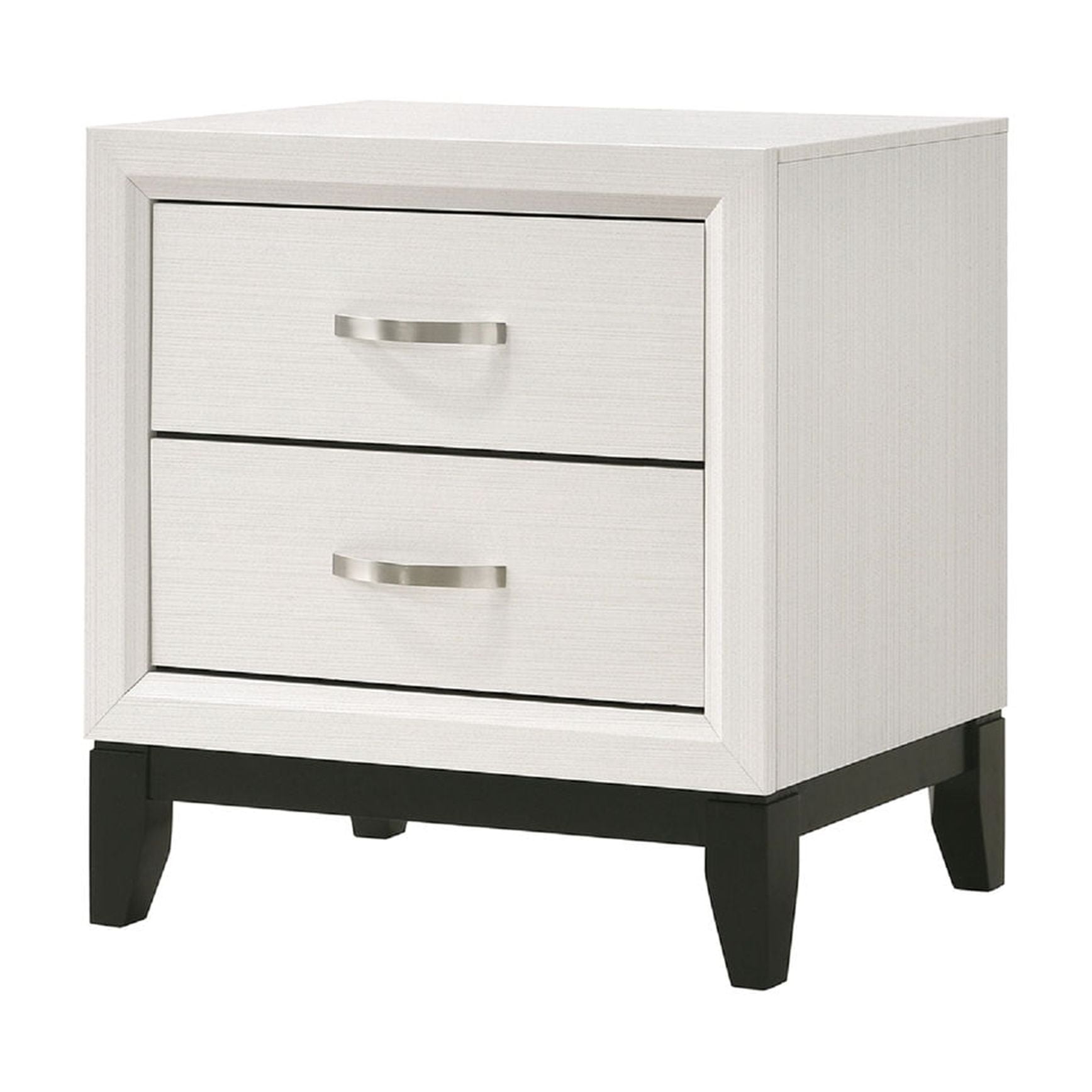 White 2-Drawer Nightstand with Recessed Drawer Design - Improve Bedroom ...
