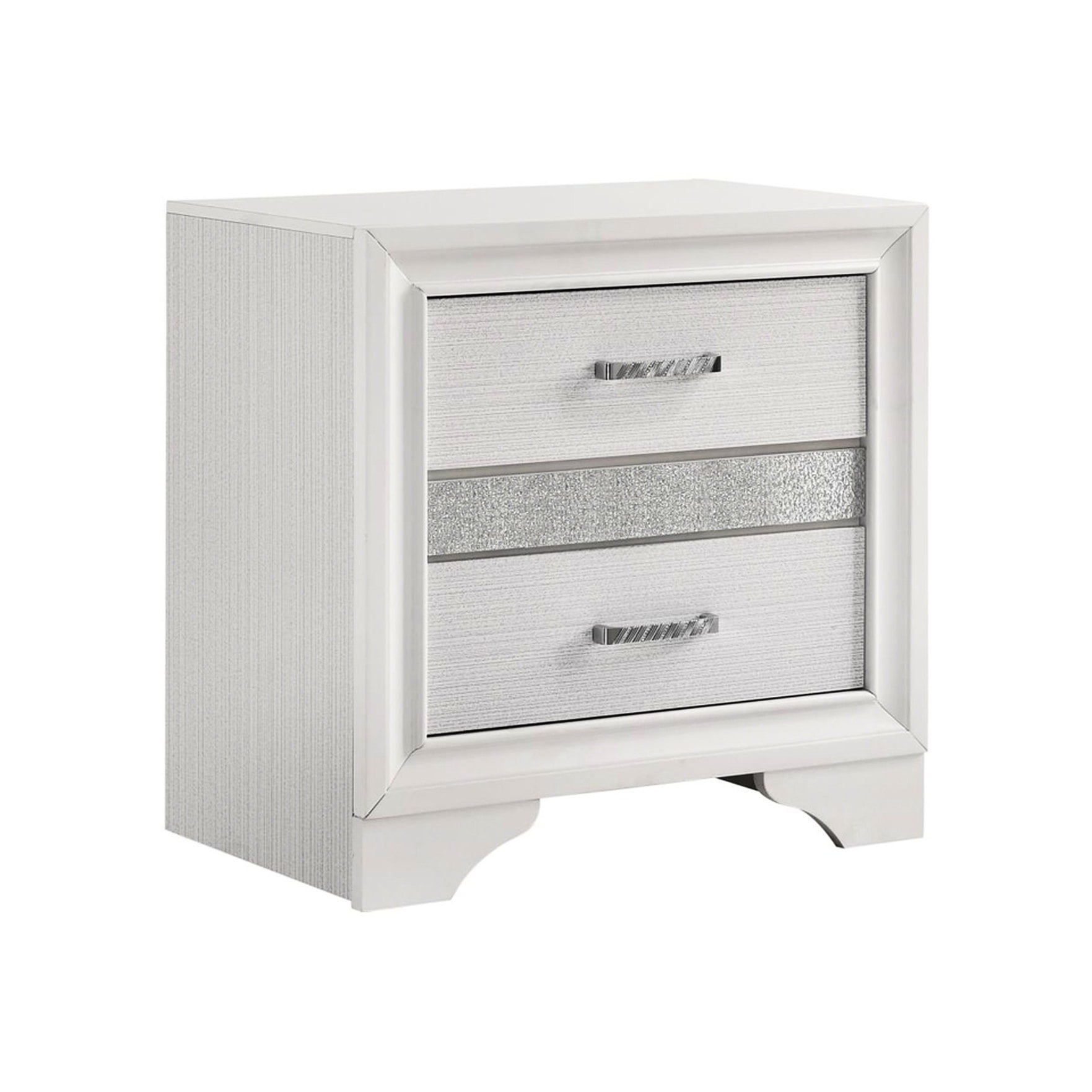 White 2-Drawer with Rhinestone Handles - Full Extension Glides Storage ...