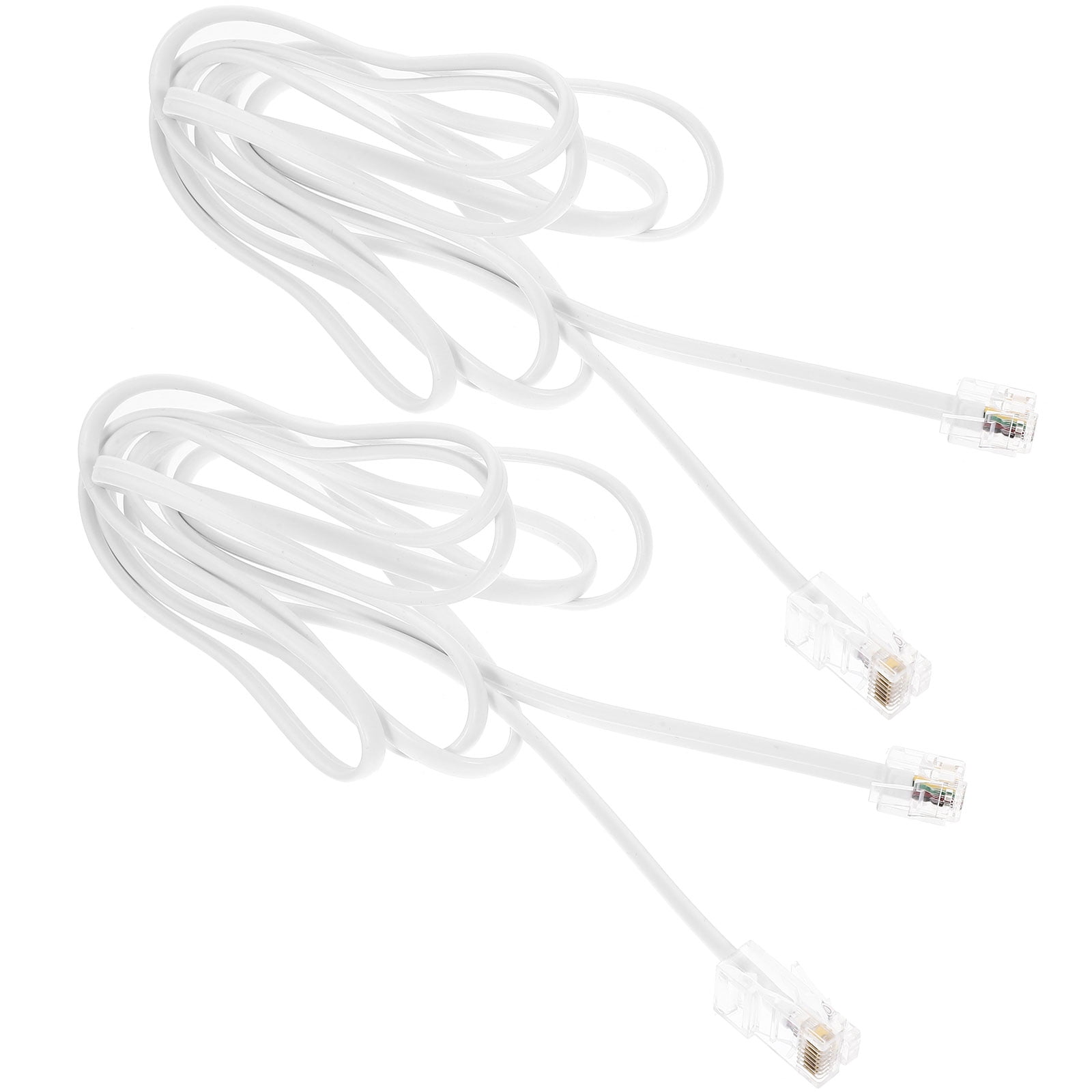White 2 Pcs Phones Extension Cord to RJ11 Adapter Connector - Walmart.com