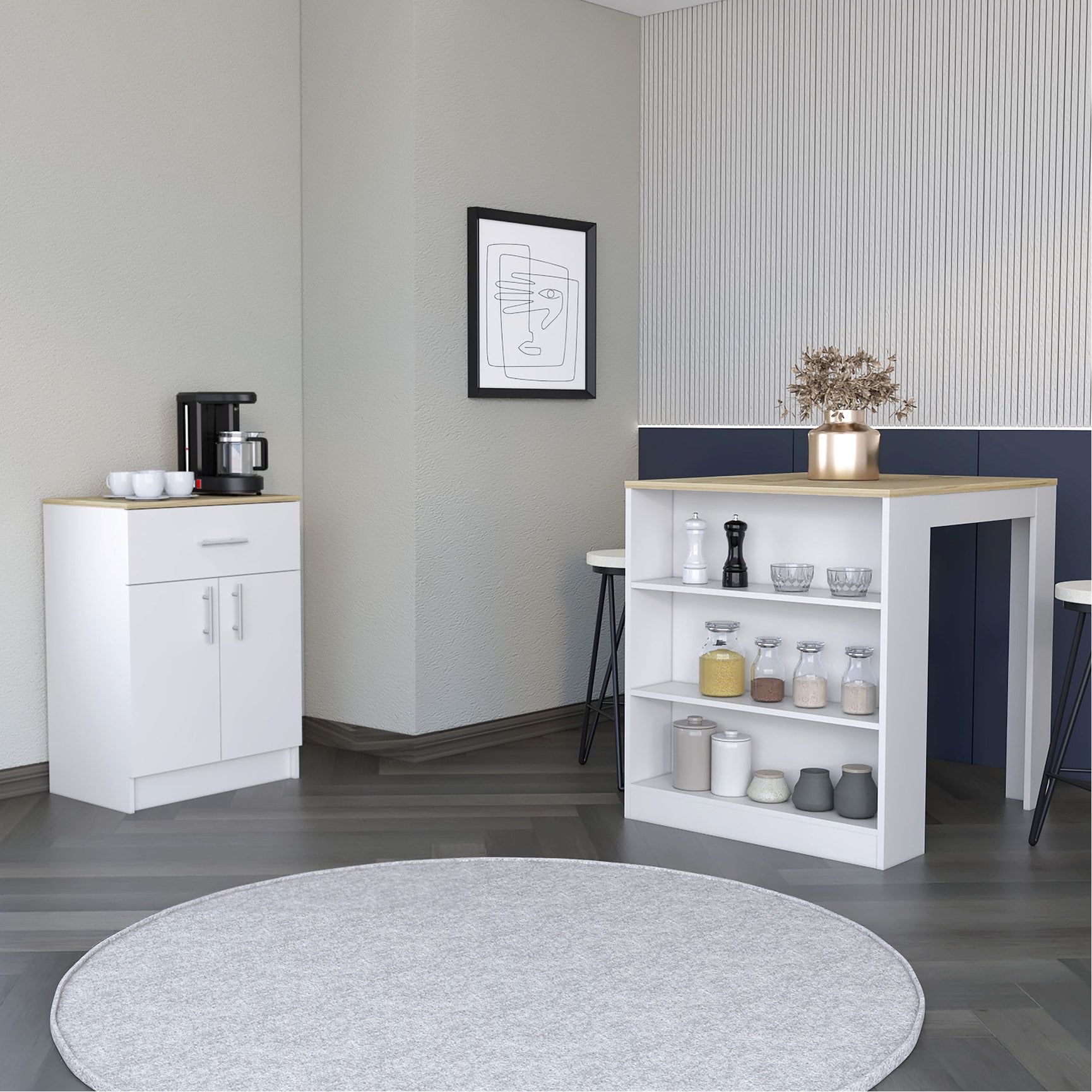 White 2 - Piece Kitchen Combo - Secure Interlocking & QR Code Support ...