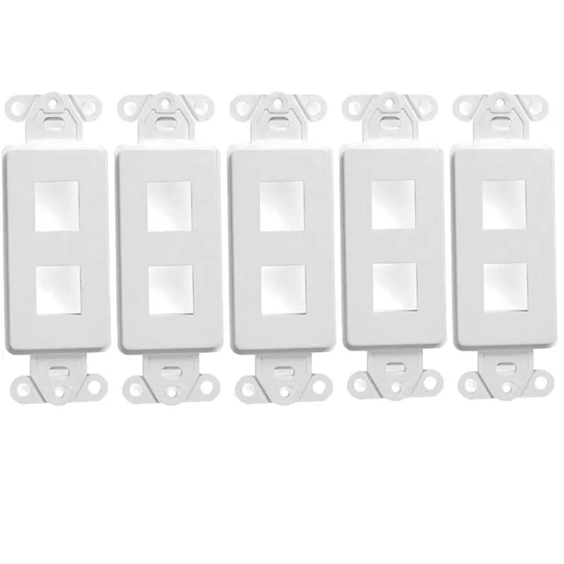 White 2-Port Keystone Jack Wall Plate Insert HDMI RJ45 Cat 6, Ethernet ...