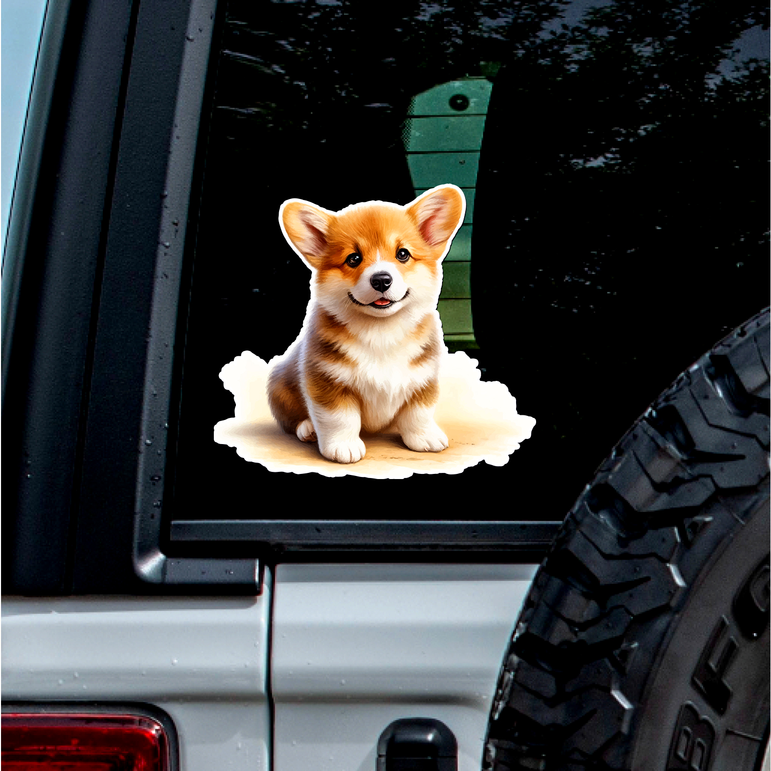 (White, 2'' X 1.8'') Sticker Of Pembroke Welsh Corgi For Car Bumper ...