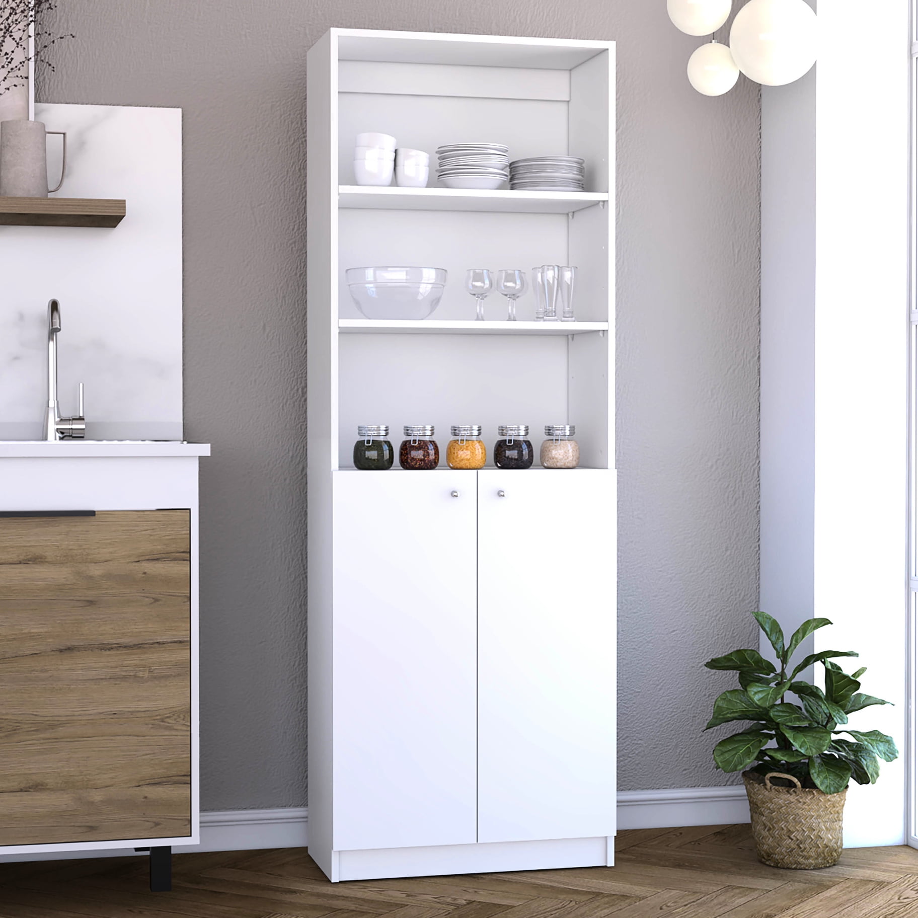 White 2-door Bookcase With Upper Shelf Distinguishable Traits ...