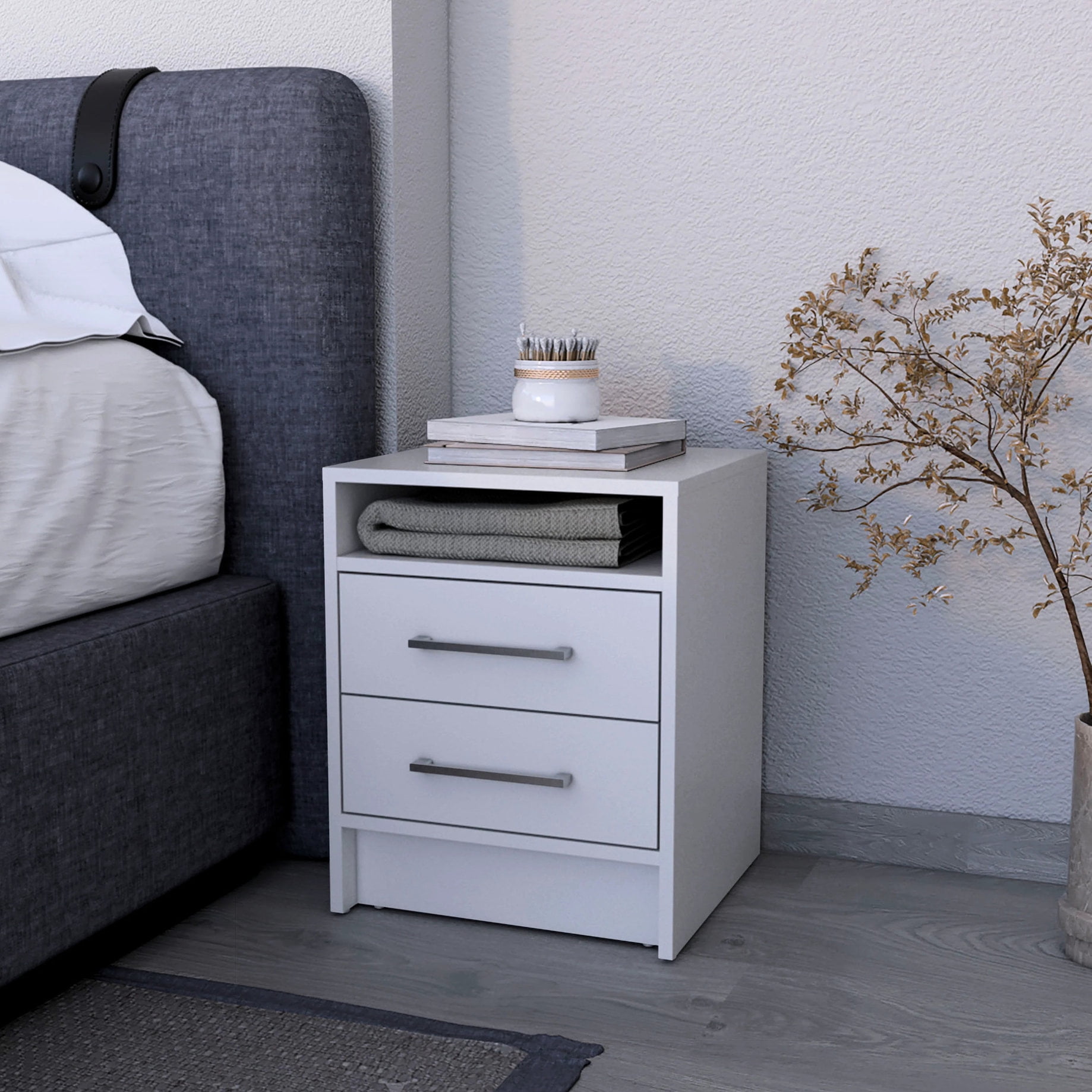 White 2-drawer design - Smooth operation with rails - For smaller ...