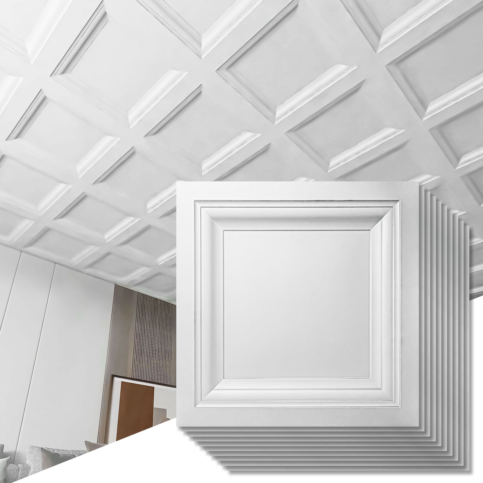 32/Pk Usg White Acoustic Square Tongue & Groove Wood Fiber Ceiling Tile ...