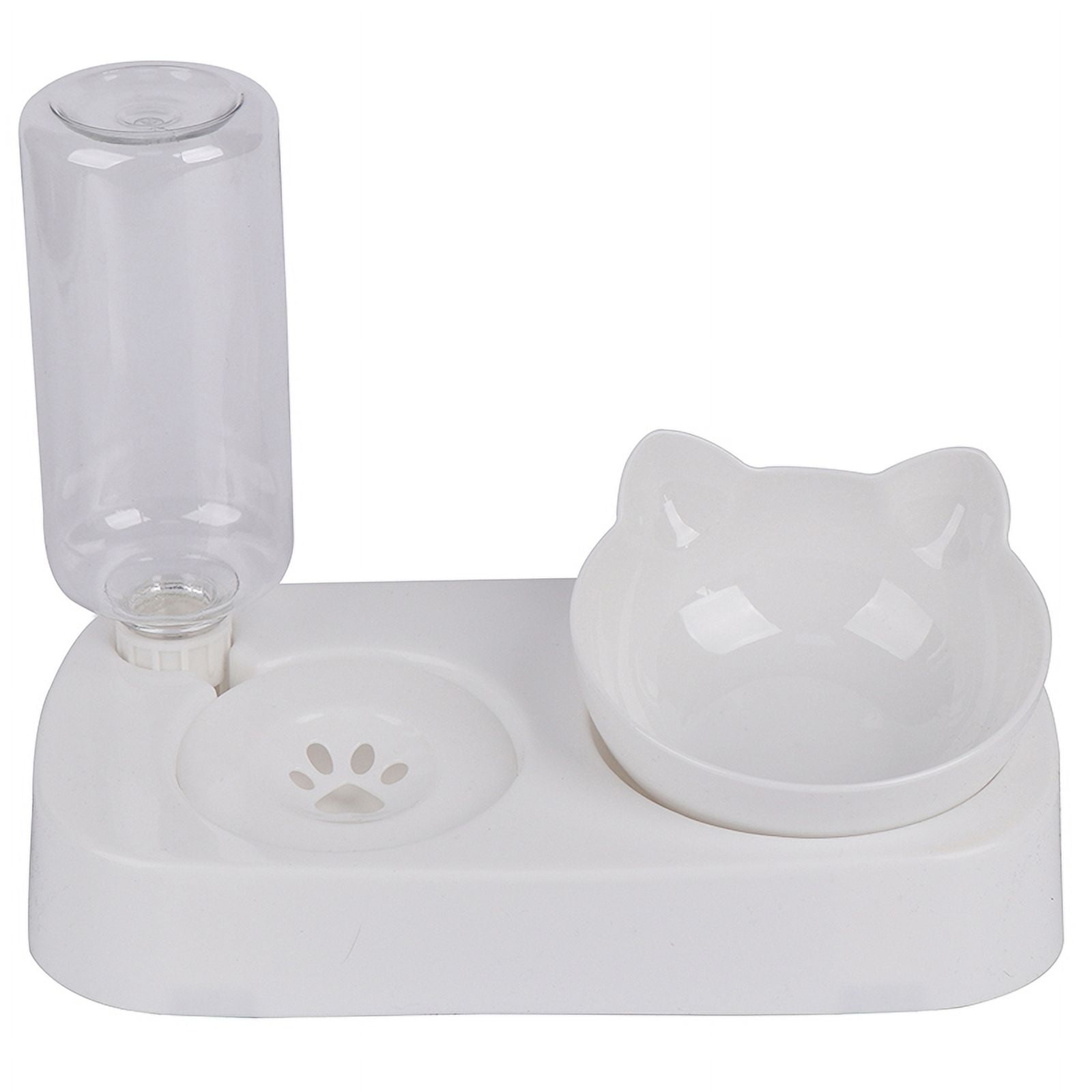 (White) 2 in 1 Cat Bowl Water Dispenser Automatic Water Storage ...