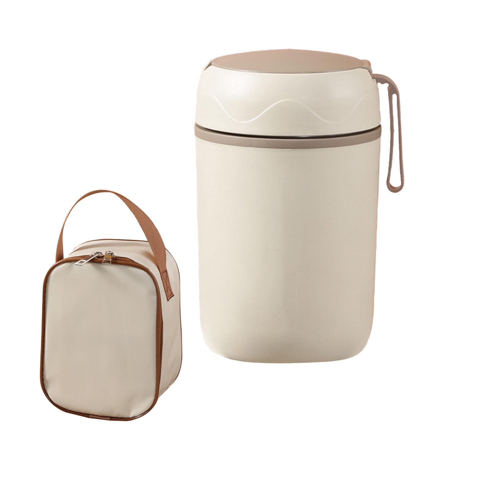 White 20Oz Insulated Stainless Steel Food Jar With Built In Foldable ...