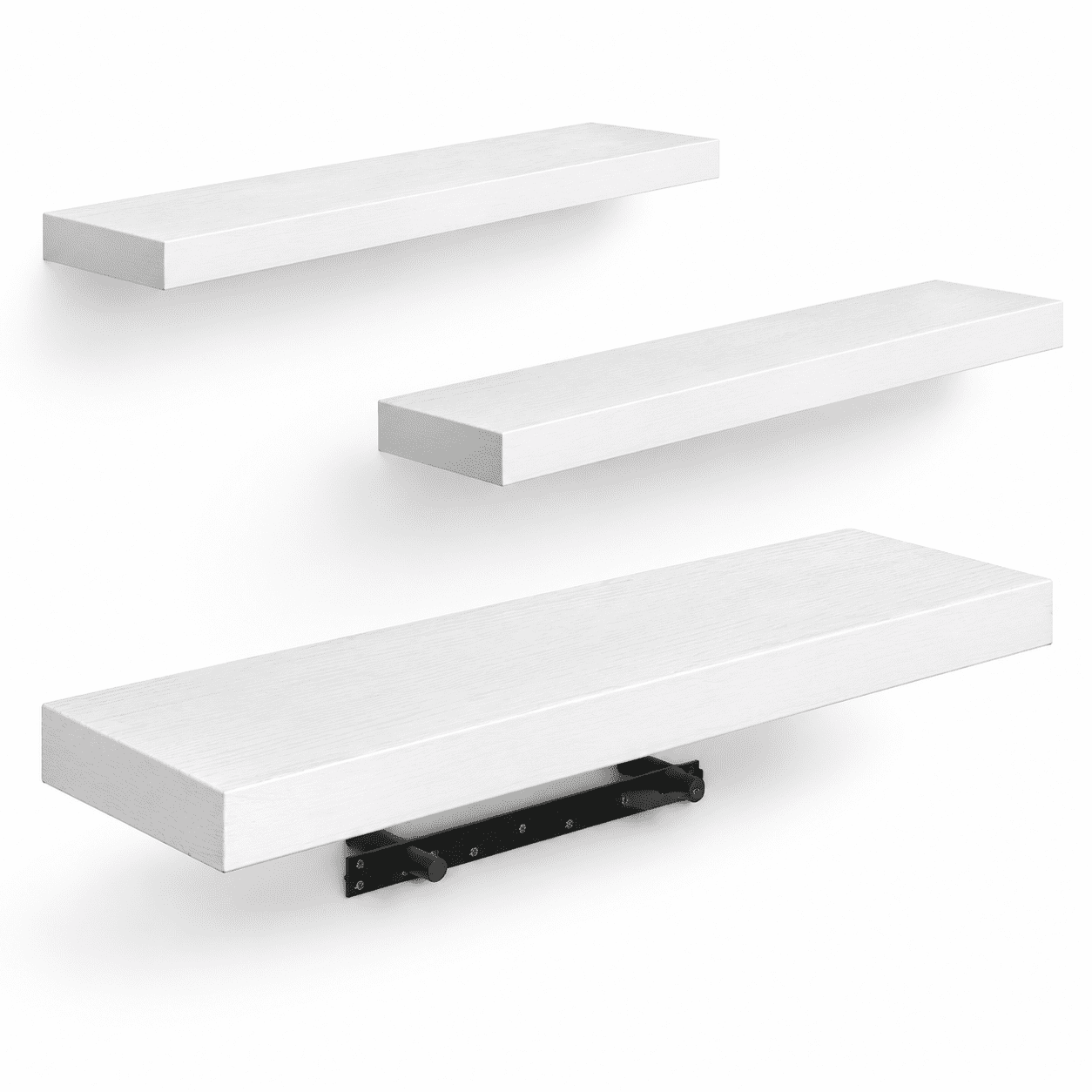 White 23.6 Inches Floating Shelves Set of 3 with Invisible Brackets for ...