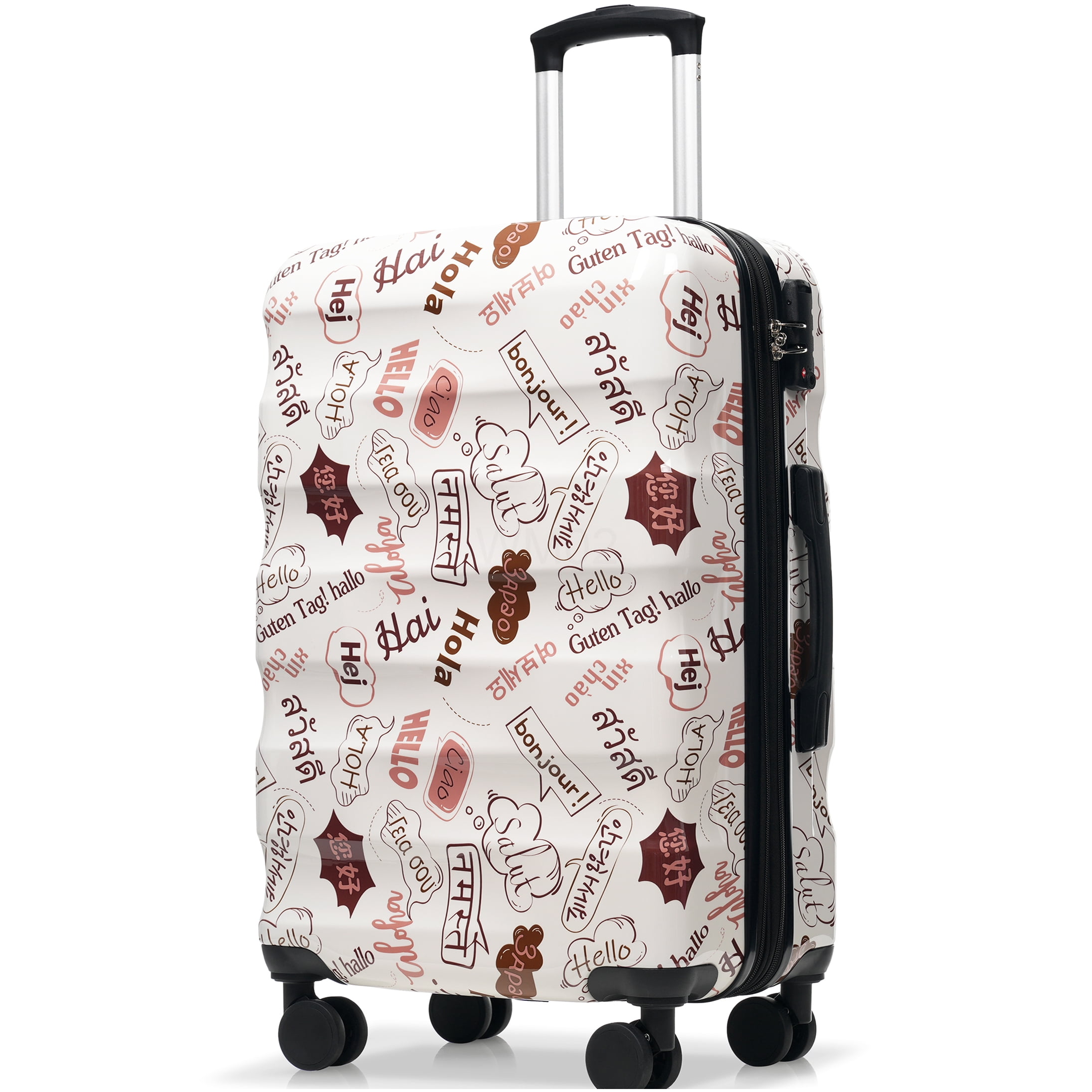 White 24 Inch Expandable Hardshell Suitcase, Lightweight TSA Lock ...