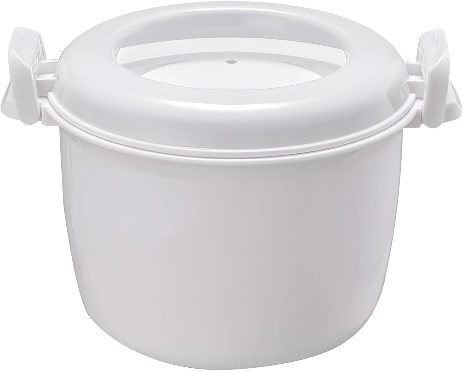 White 3-Cup Rice Cooker With Locking Lid, Microwave Safe, Versatile ...